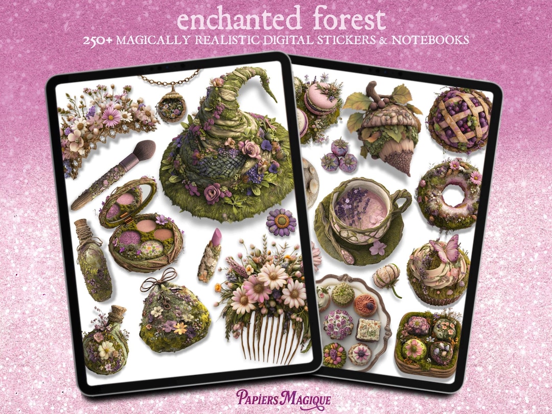Realistic Digital Stickers Set | Enchanted Forest | Digital Notebooks ...