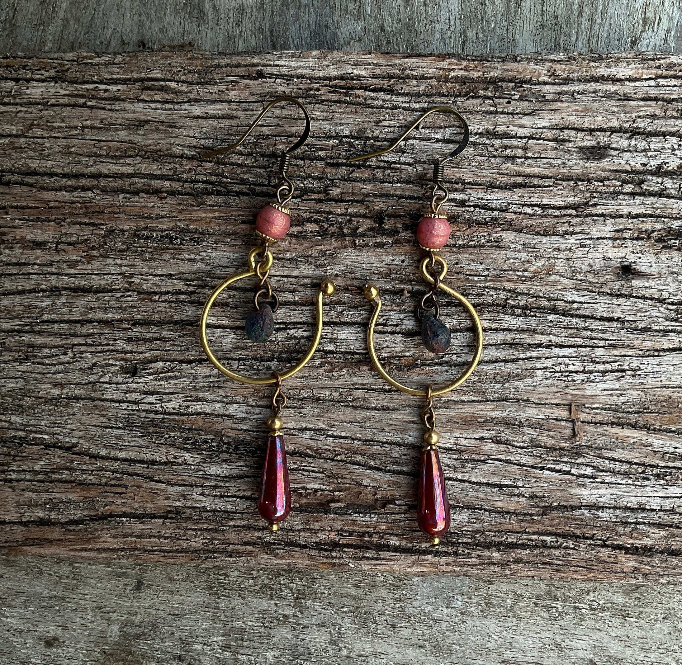 Pink Boho Earrings,boho Chic Earrings,rustic Earrings,hippy Earrings ...