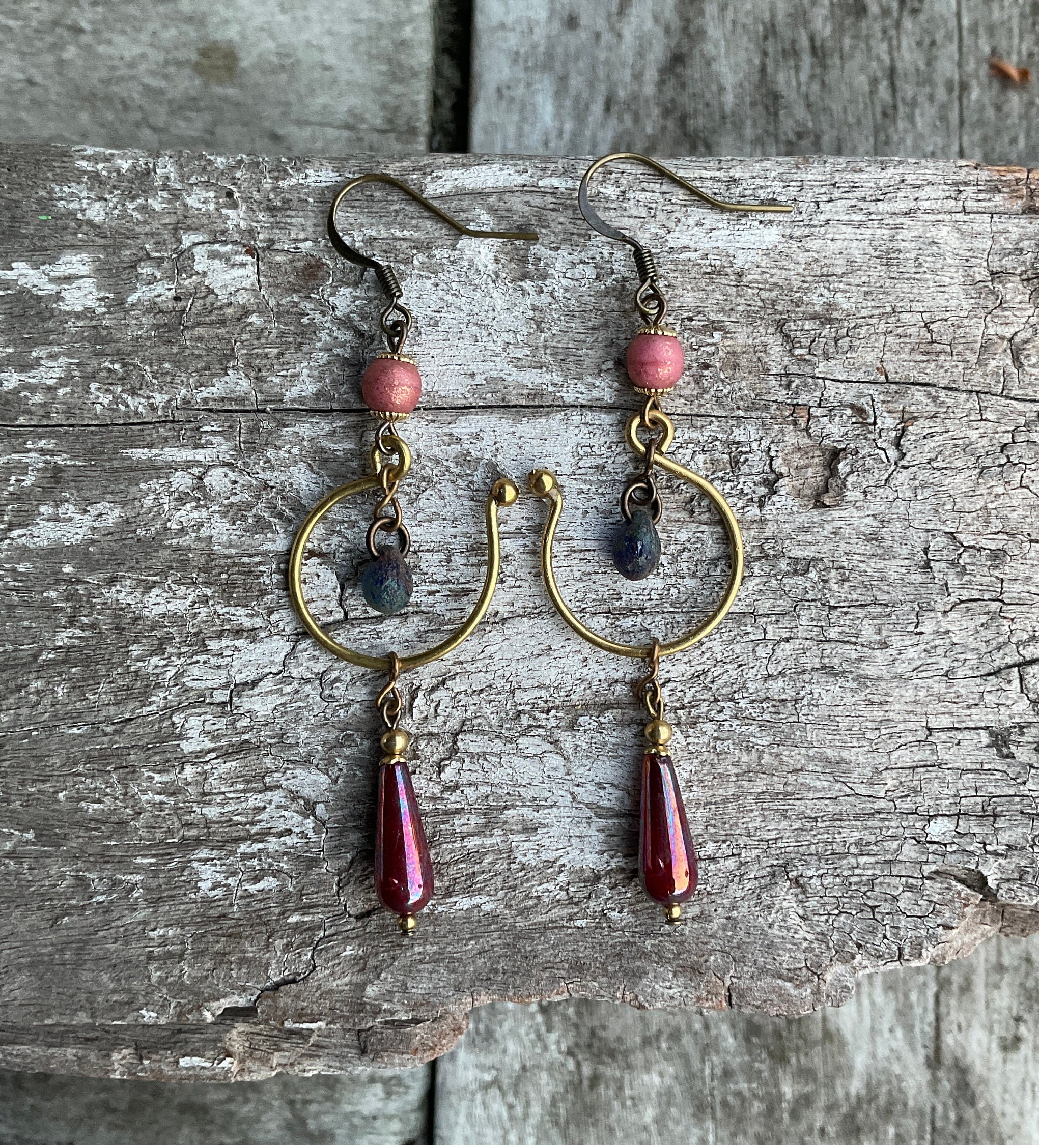 Pink Boho Earrings,boho Chic Earrings,rustic Earrings,hippy Earrings ...