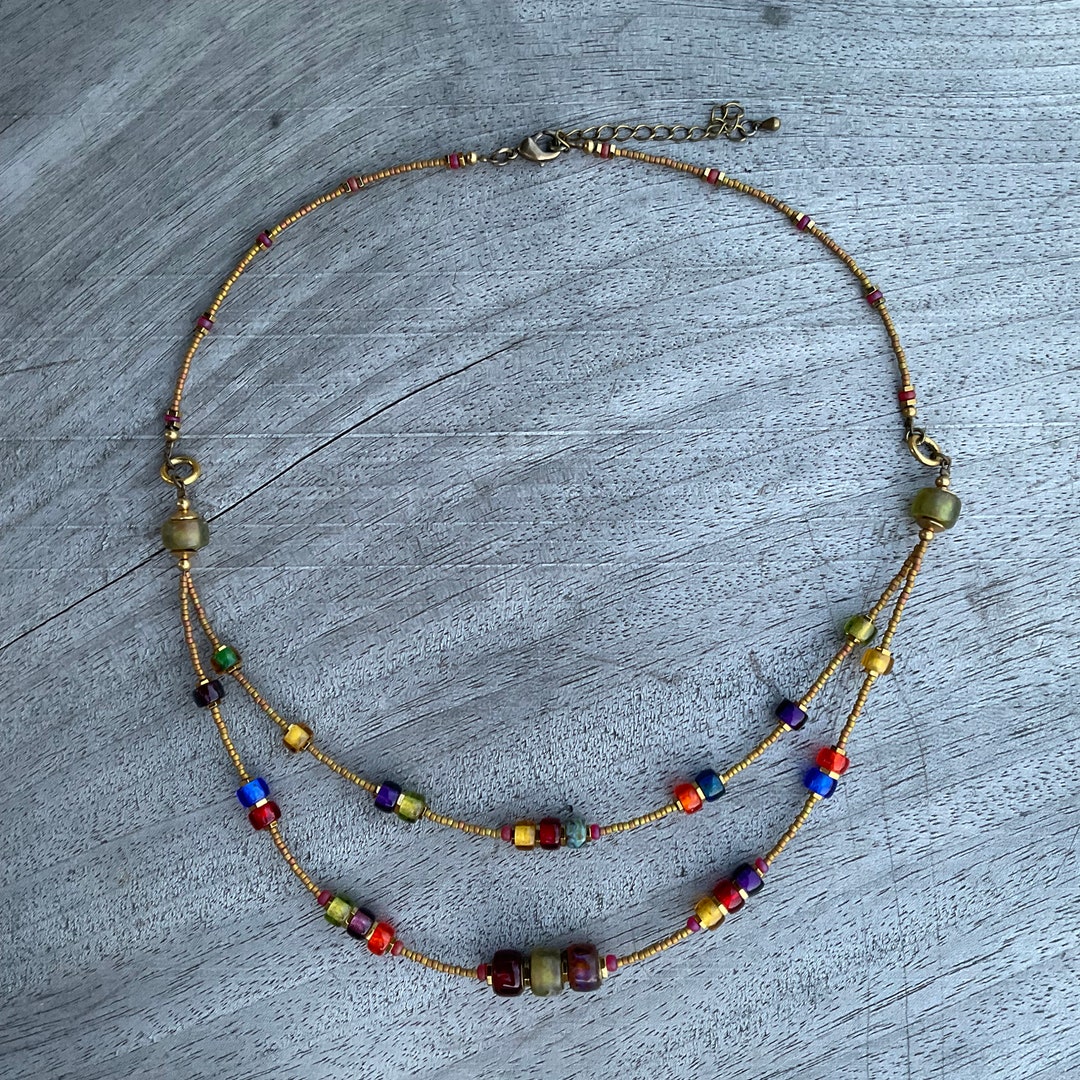 Womens Boho Necklace,mother Earth Necklace,multi Coloured Necklace ...
