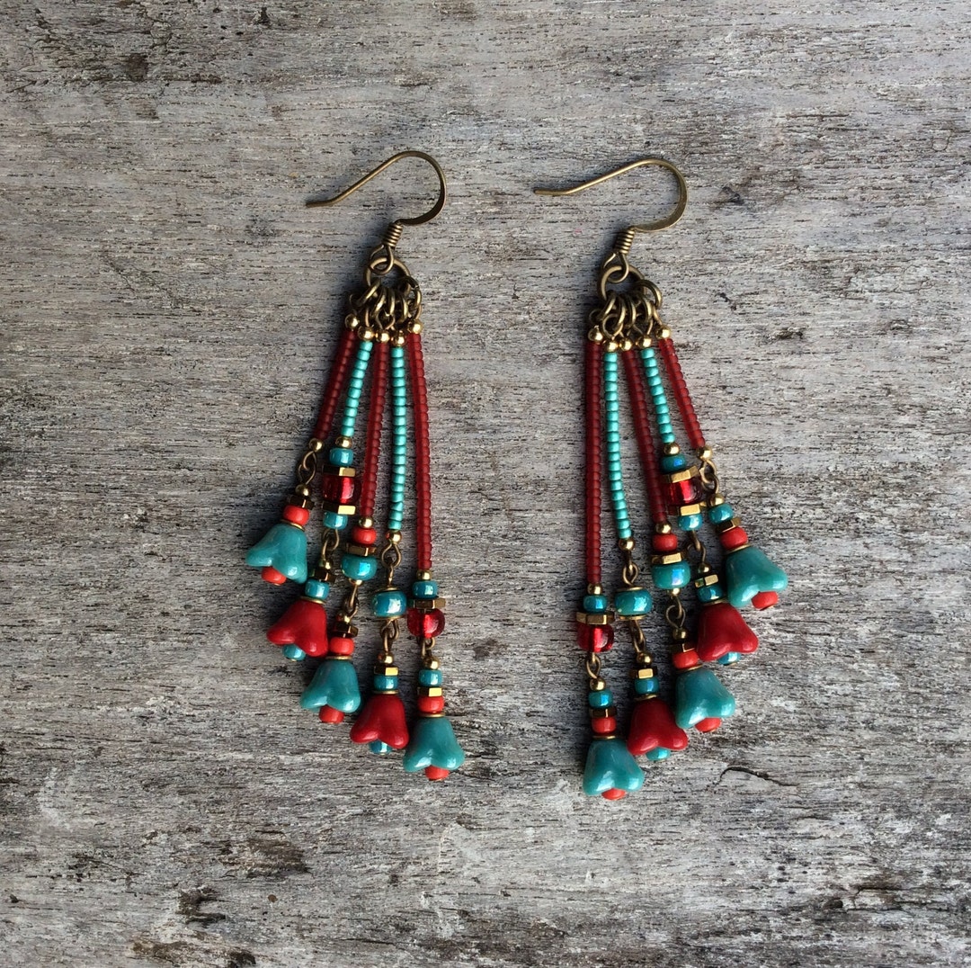 Boho Flower Earrings Boho Earrings Hippie Earrings Womens Boho