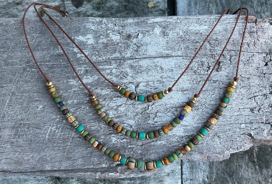 Boho Layering Necklace, Czech Glass Rustic Beaded Jewellery, Tribal ...