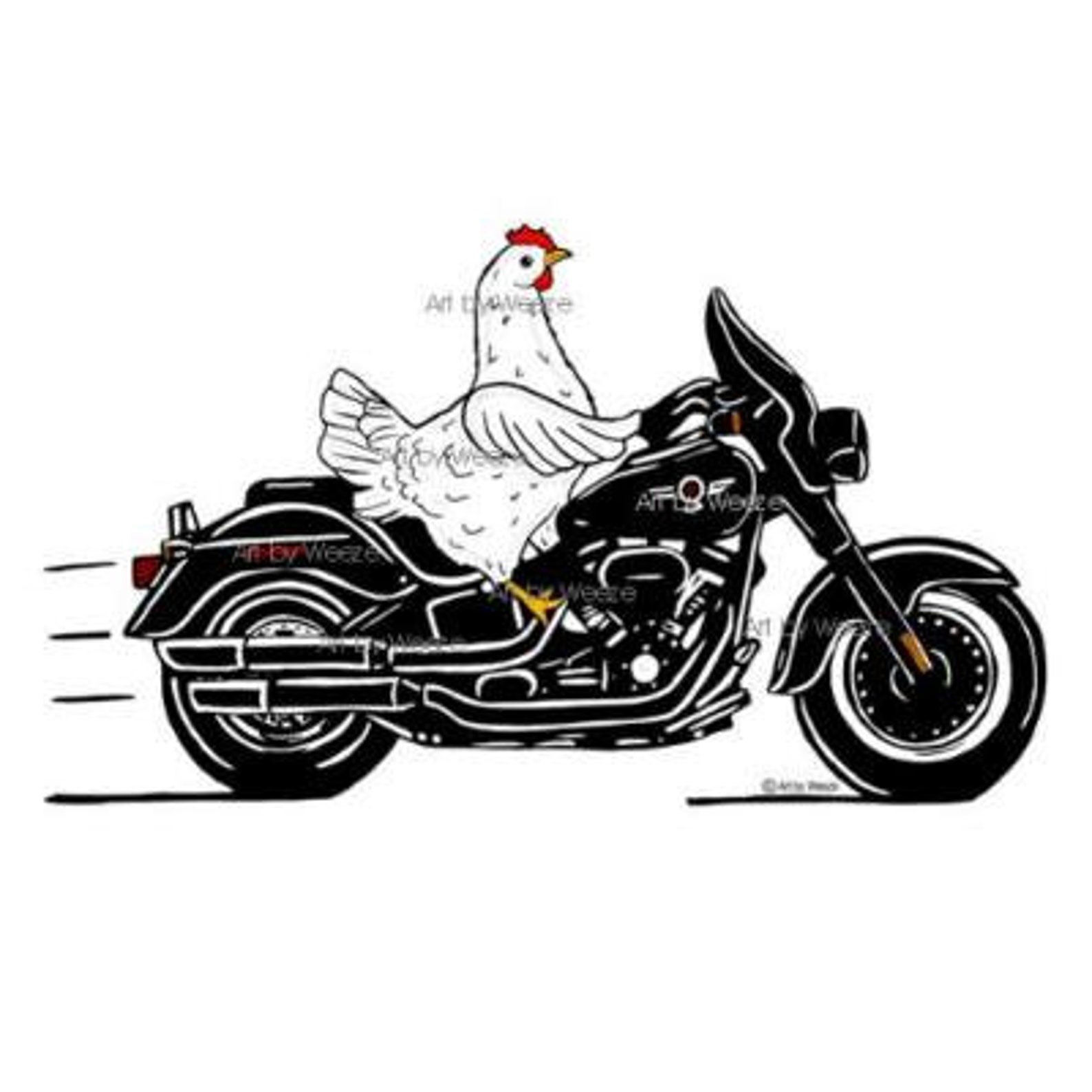 Printable Chicken, Chicken on Motorcycle, White Chicken, Instant ...