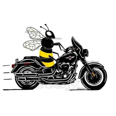 Honey Bee Riding A Motorcycle, Honeybee, Bumblebee, Bumble Bee, Bee Art ...