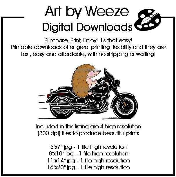 Printable Hedgehog, Hedgehog on Motorcycle, Hedge Pig, Fuzz Pig, Biker ...