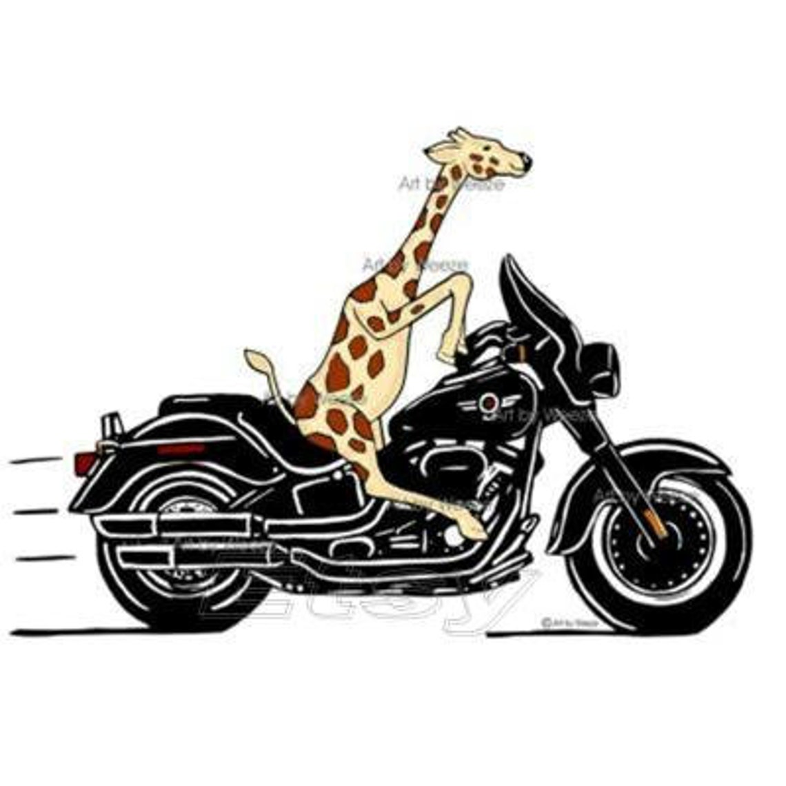 Giraffe Riding A Motorcycle, Giraffe Art, Giraffe Cartoon Art ...