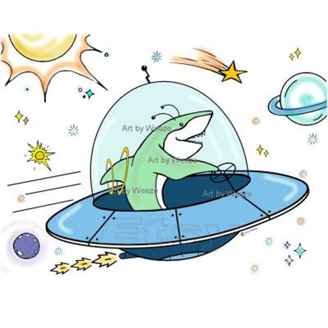 Extraterrestrial Shark Spaceship Sharks UFO Art UFO Alien - Etsy