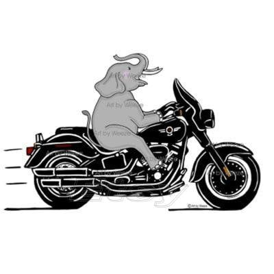 Elephant Riding A Motorcycle, Elephant Art, Elephant Cartoon Art ...