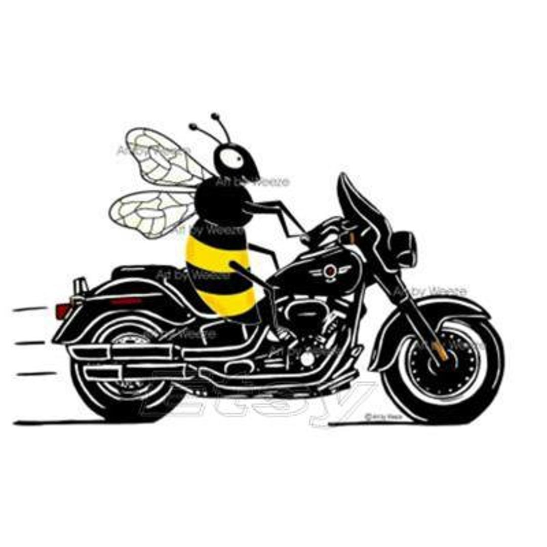 Honey Bee Riding A Motorcycle, Honeybee, Bumblebee, Bumble Bee, Bee Art ...