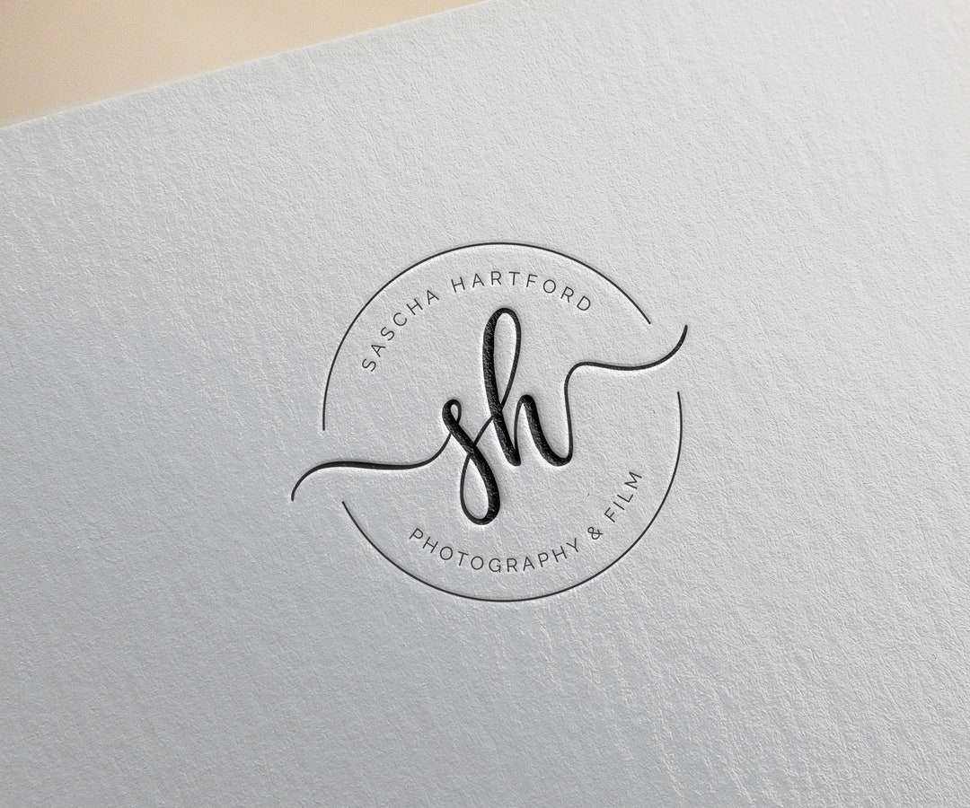 Premade Photography Logo Circle Round Stamp Initials Clean - Etsy