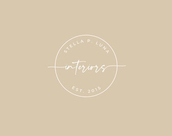 Premade Photography Logo Circle Round Stamp Initials Clean | Etsy