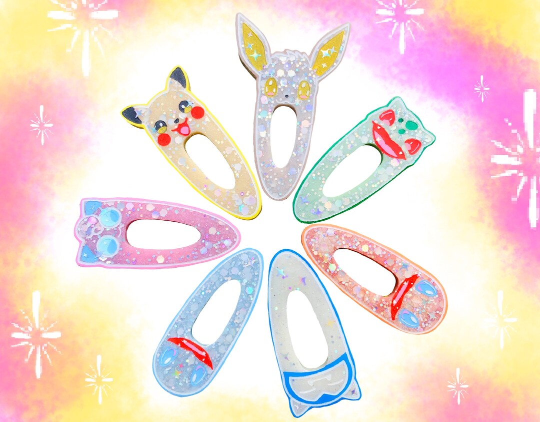 Super Cute Poke Hair Clips Made From Bio Resin, Pikac, Jiggle Puf ...