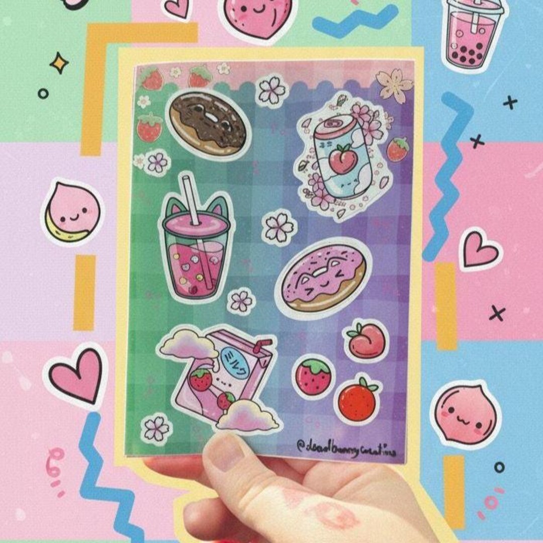 Kawaii Food Sticker Sheet – A6 Matte Vinyl Stickers | Cute Planner ...