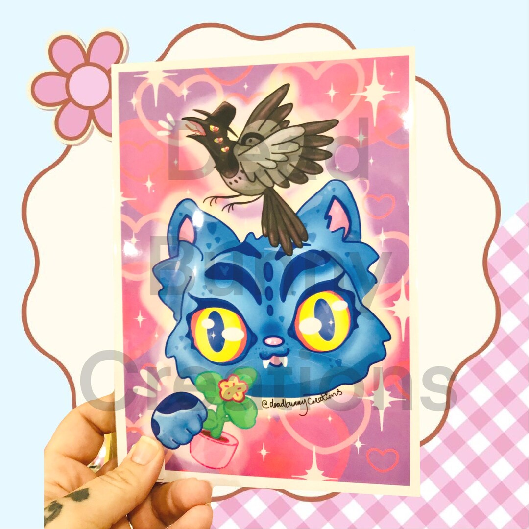 Kawaii Derpy Tiger & Bird Friend Art Print – A5 Print With Backing ...