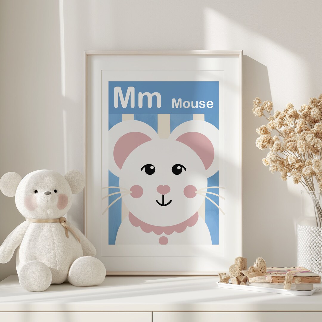 M for Mouse | Animal Alphabet Print | Animal | Dog | Nursery | Playroom ...