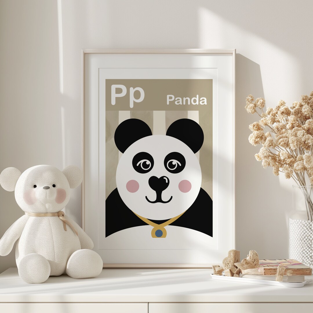 P for Panda | Animal Alphabet Print | Animal | Dog | Nursery | Playroom ...