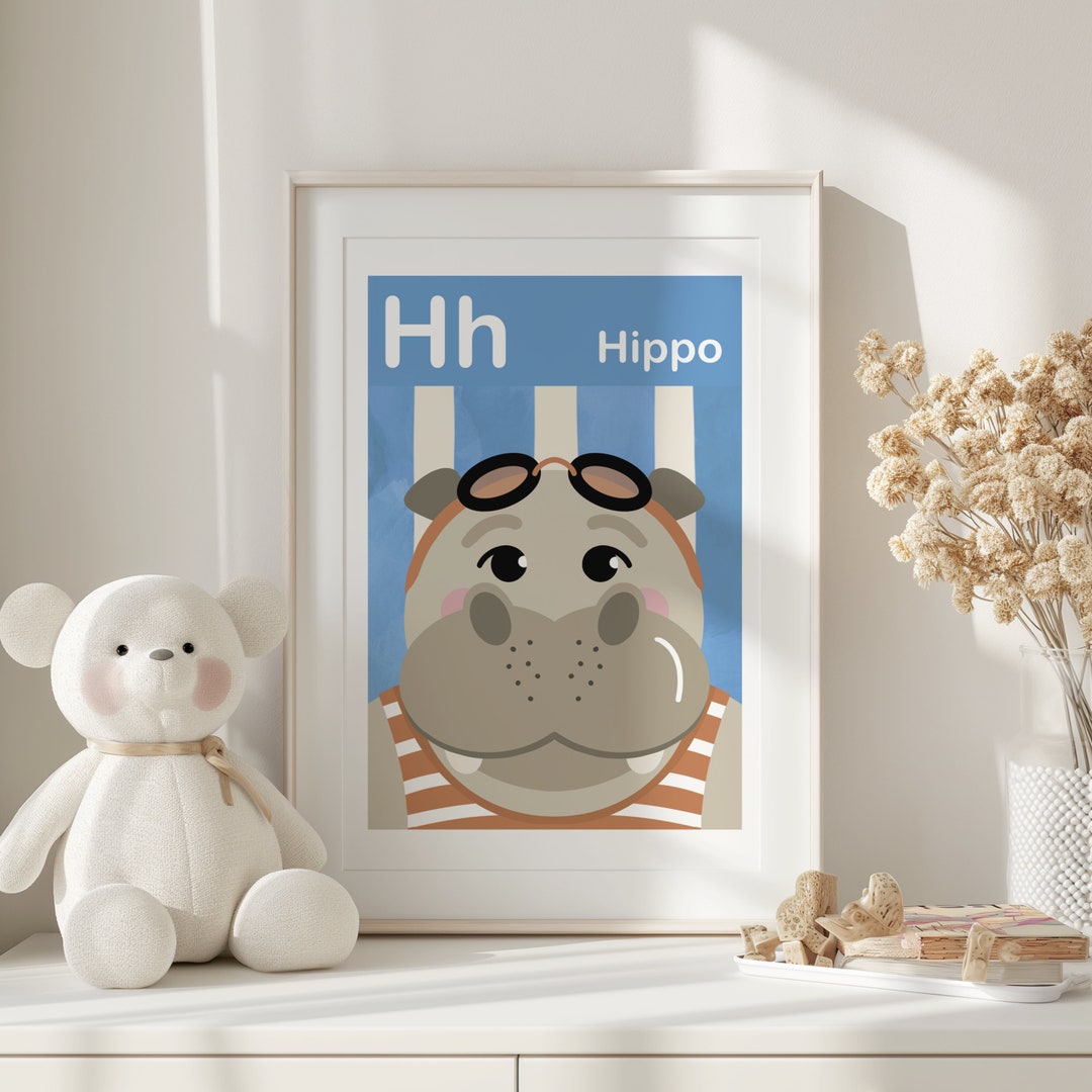 H for Hippo | Animal Alphabet Print | Animal | Dog | Nursery | Playroom ...