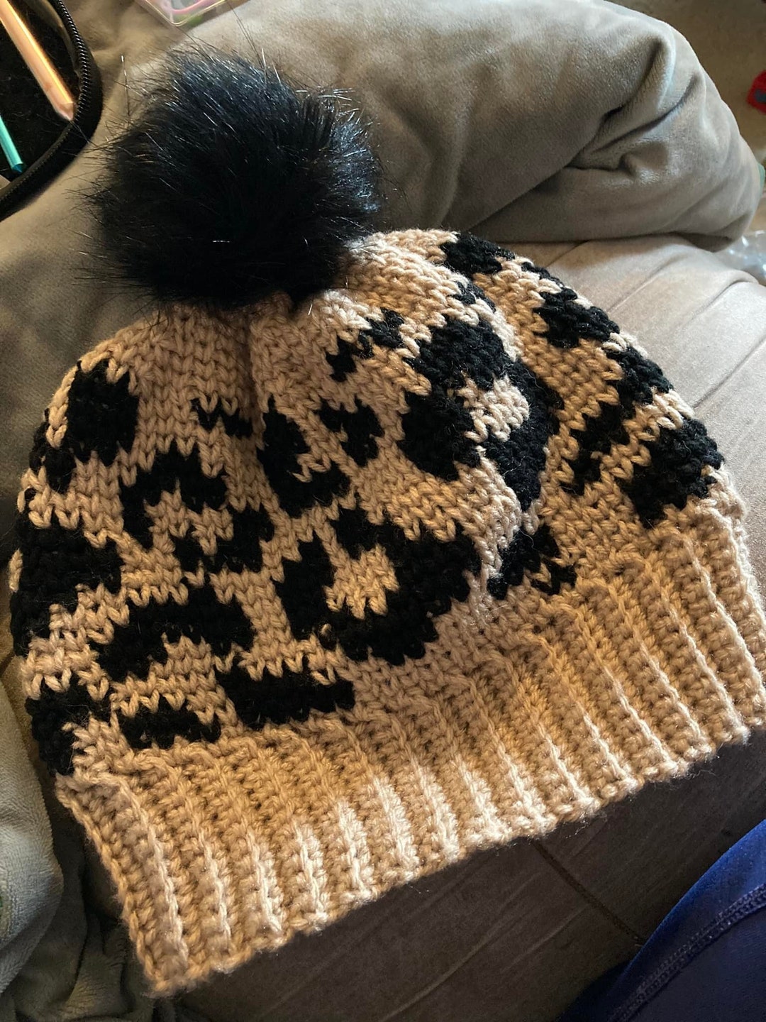 Leopard Print Crochet Hat - Etsy