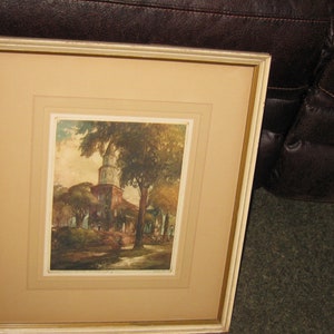 BRUTON PARISH CHURCH Color Etching Framed and Hand Signed A F Mettel ...
