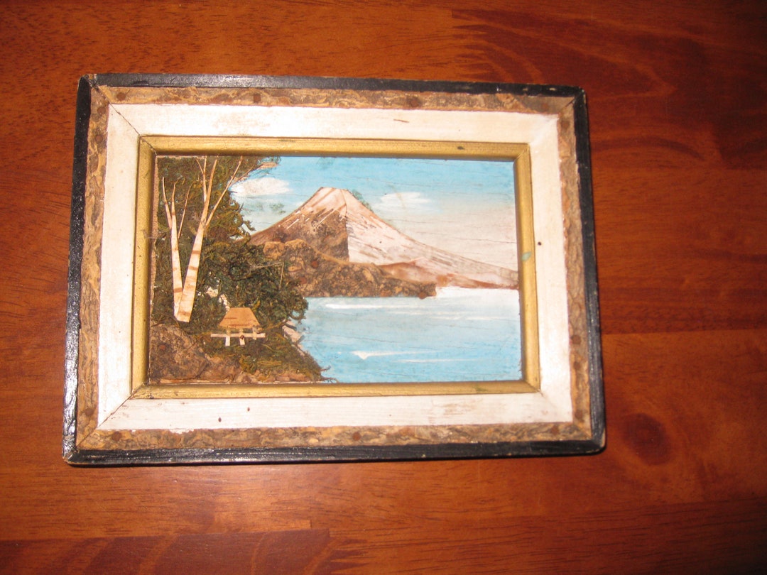 MT. FUJI DIORAMA Small Wall Art Black Wood Frame 6 7/8" X 4 7/8 ...