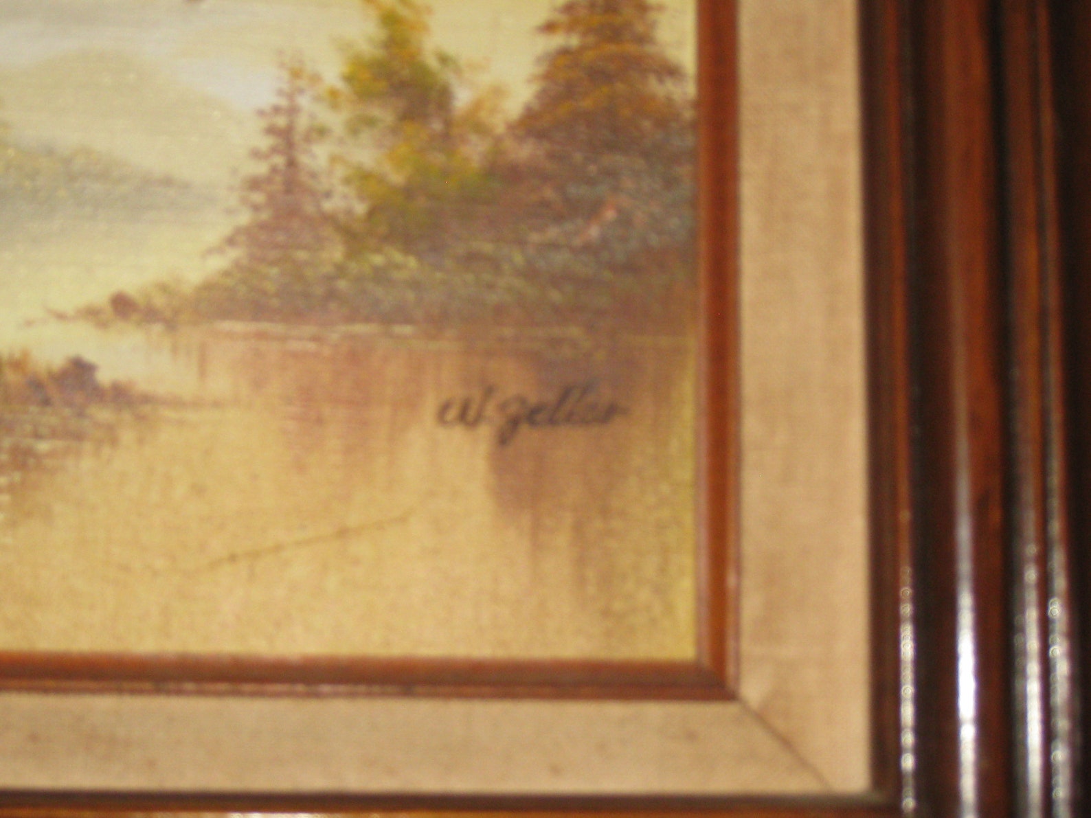 W. ZELLER PAINTING on Canvas Board Northwest Landscape Pine Trees ...