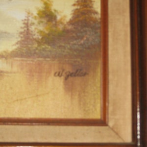 W. ZELLER PAINTING on Canvas Board Northwest Landscape Pine Trees ...