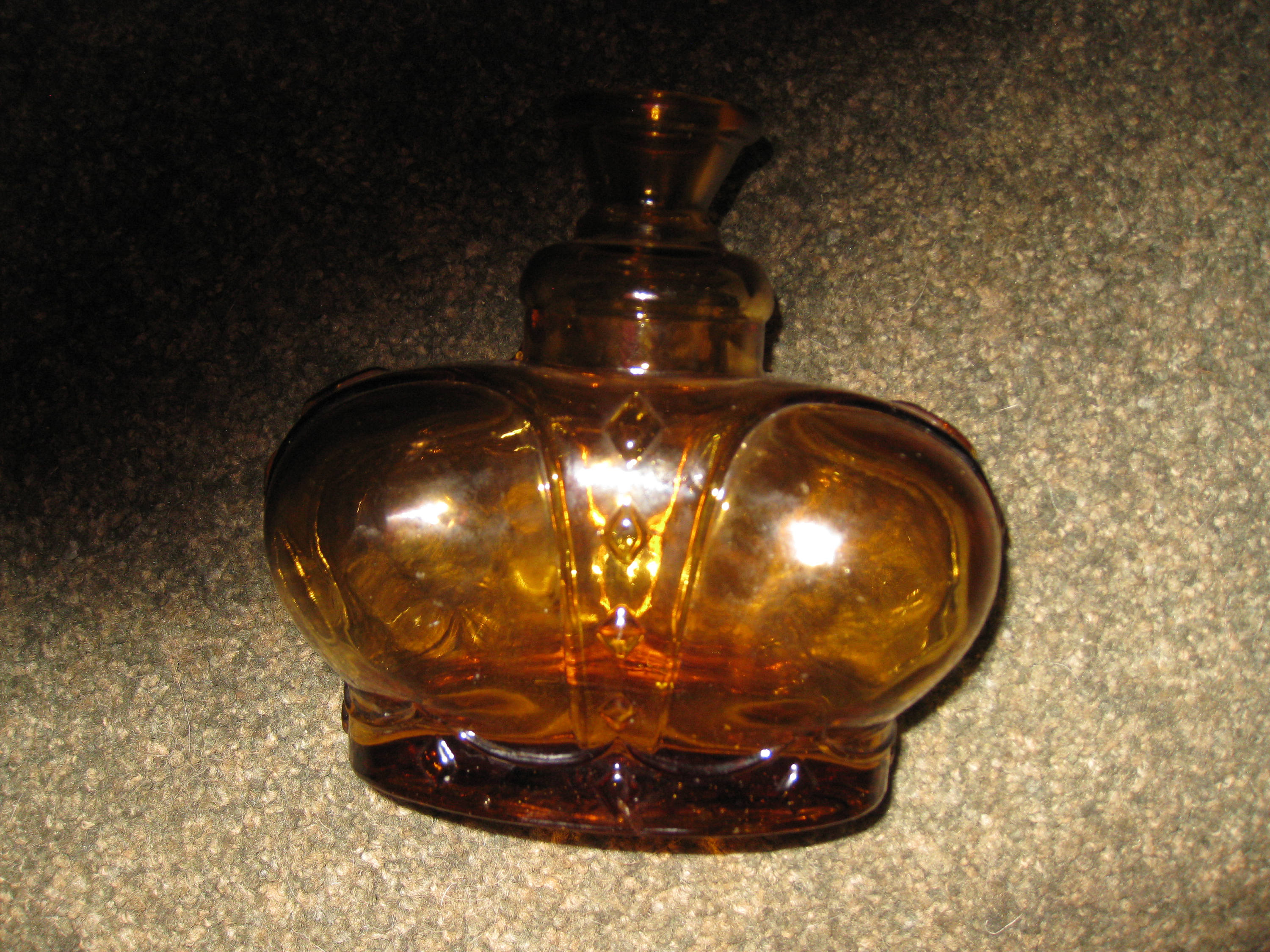 Victrylite Italy Crown Amber Glass Miniature Bottle Vintage ...