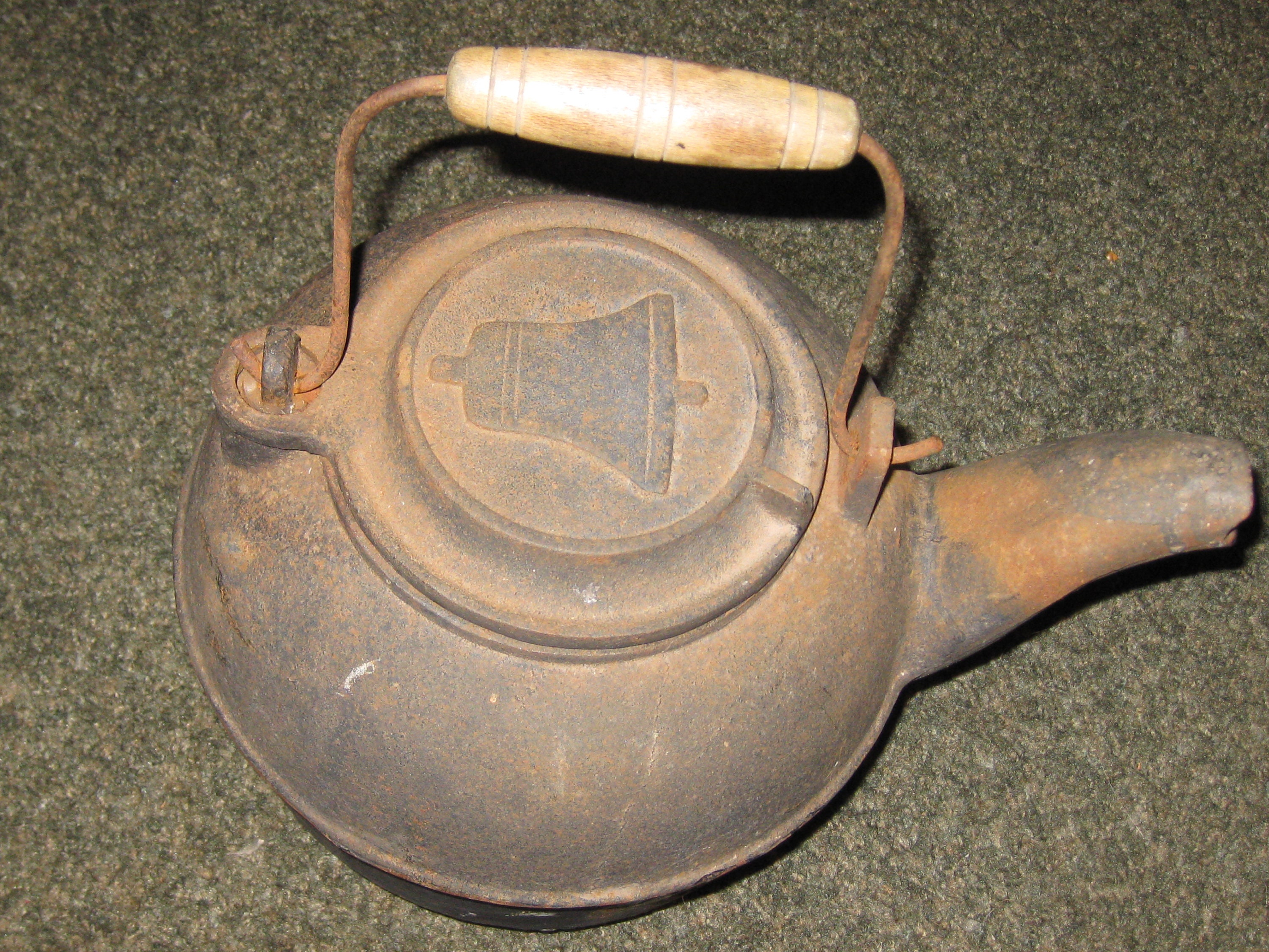 CAST IRON TEAPOT Wood Handle Bell Telephone Logo Embossed On | Etsy