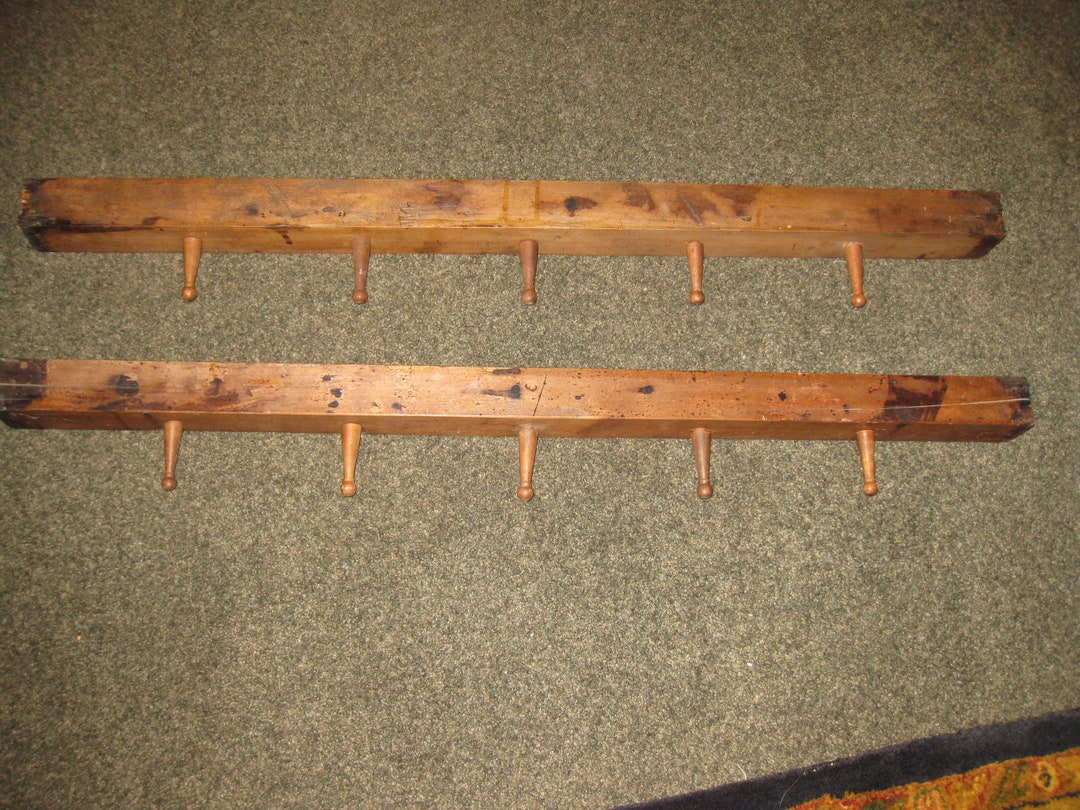 ANTIQUE PEG RAIL Two Hand Made 45" Long 2 3/4" High 5 3/4" Out From ...
