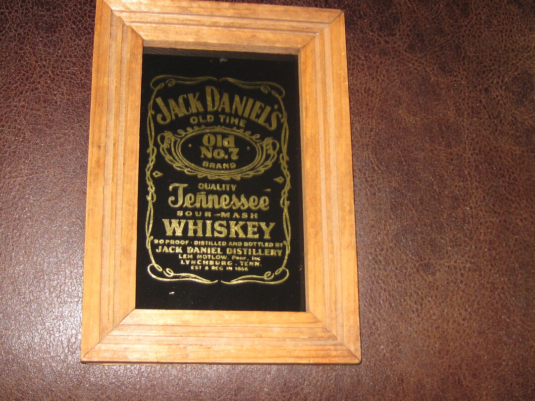 JACK DANIEL'S TENNESSEE Whiskey Advertising on Glass Wood Frame 7" X 10 ...