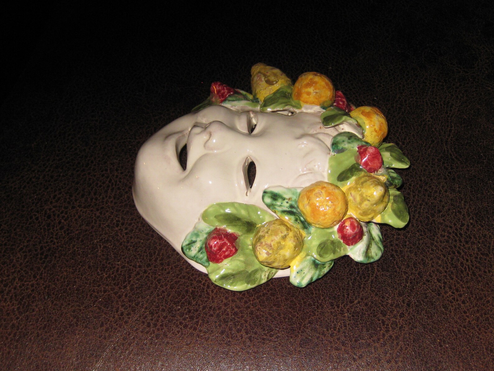 BABY FACE SURROUNDED by Fruit White Ceramic Face With Raised Fruit ...