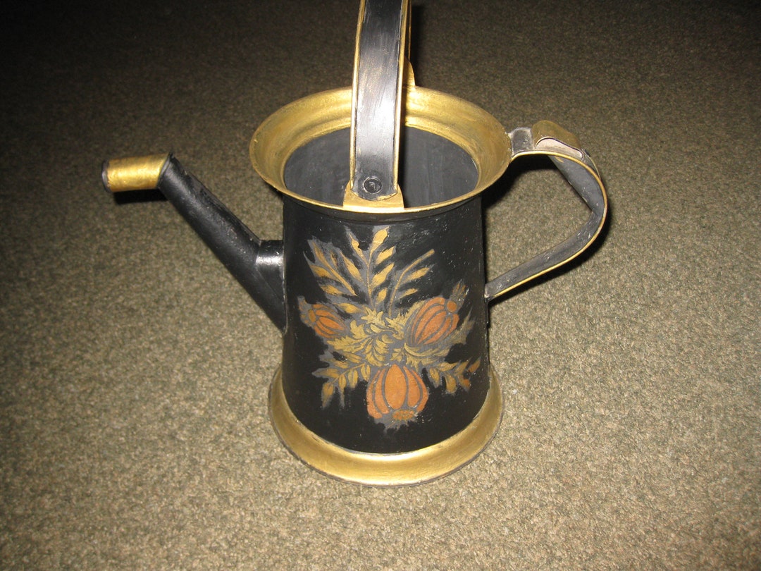 METAL TOLE WATERING Can 10 3/4" High to Side 15 1/2" With Fold Down ...