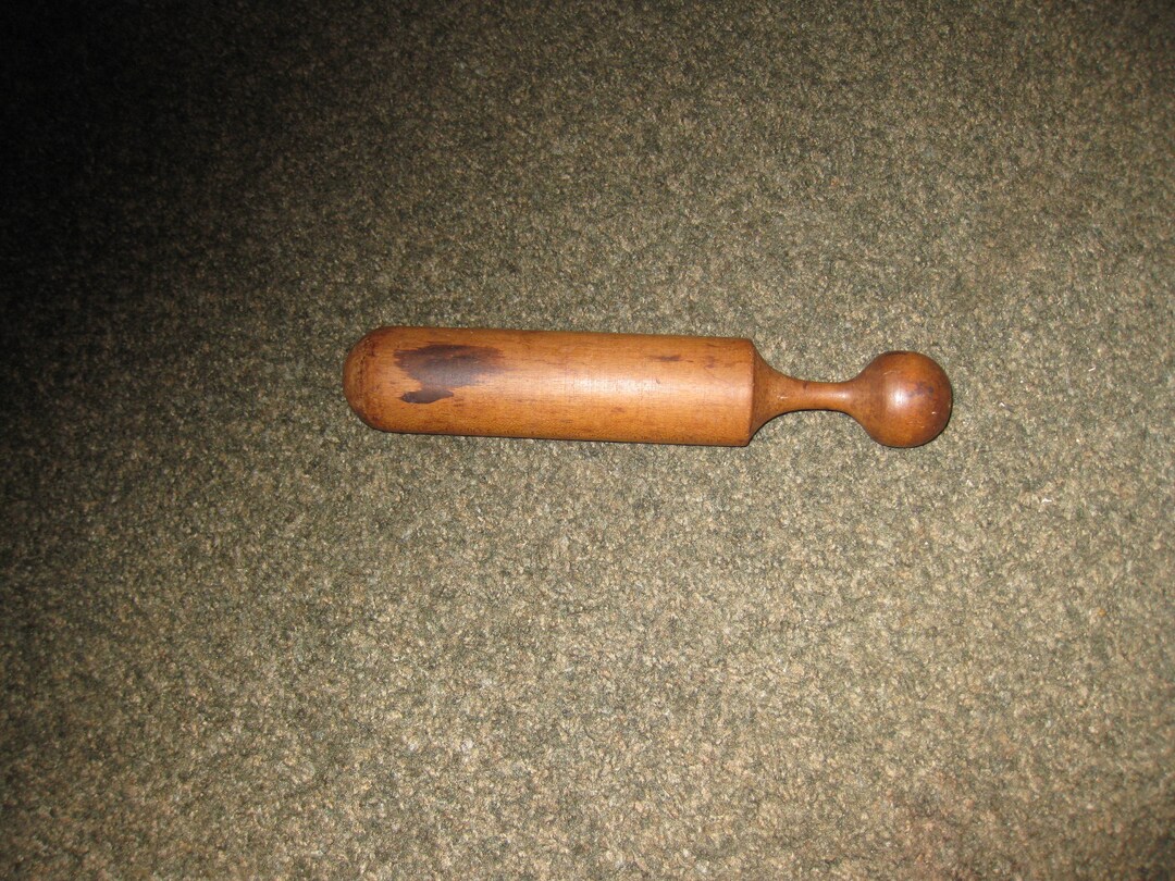 ANTIQUE WOOD PESTLE 10 1/2" Long Hand Masher Pusher Grinder Apothecary ...
