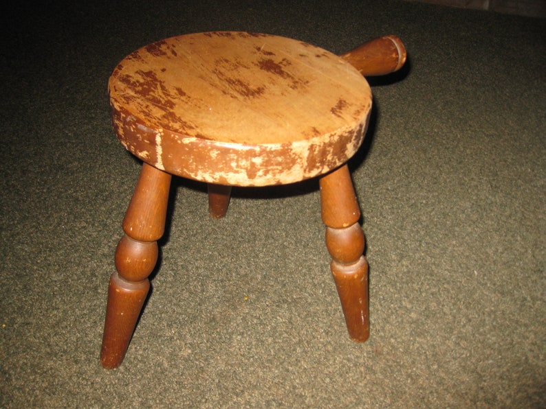 WOODEN MILKING STOOL Three-legged Farm Stool Authentic - Etsy