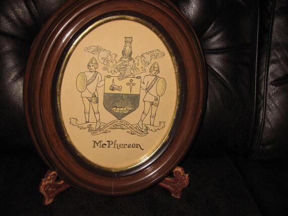 MC PHERSON FAMILY Crest in Oval 1800s Wood Frame Family Crest | Etsy