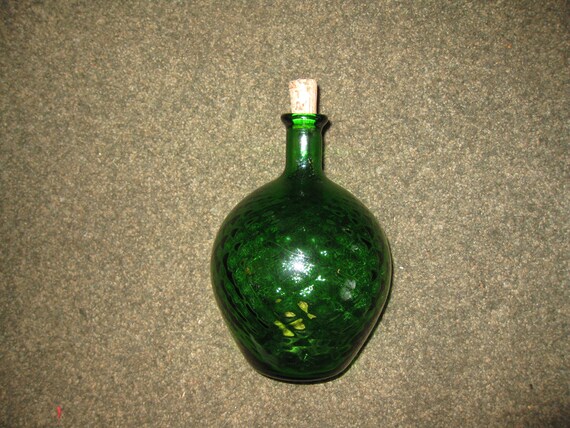 ANTIQUE EMERALD GREEN Bottle Diamond Design In Glass Seams In | Etsy