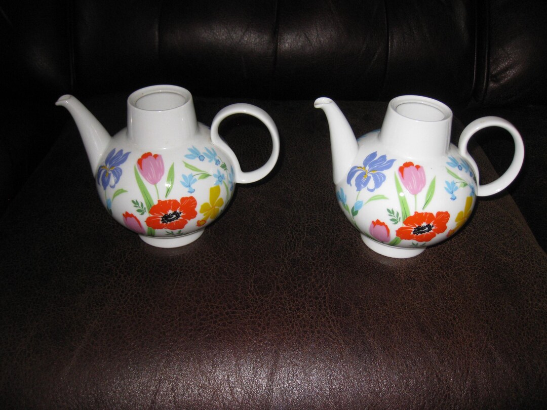 HEINRICH GERMANY Two "primavera" Teapots Without Lids 5" High to Side 7 ...