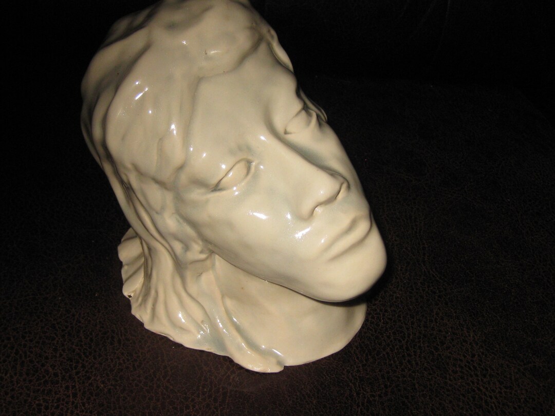 HEAD SCULPTURE Folk Art Plaster/clay Head 7" High Hand Crafted White ...