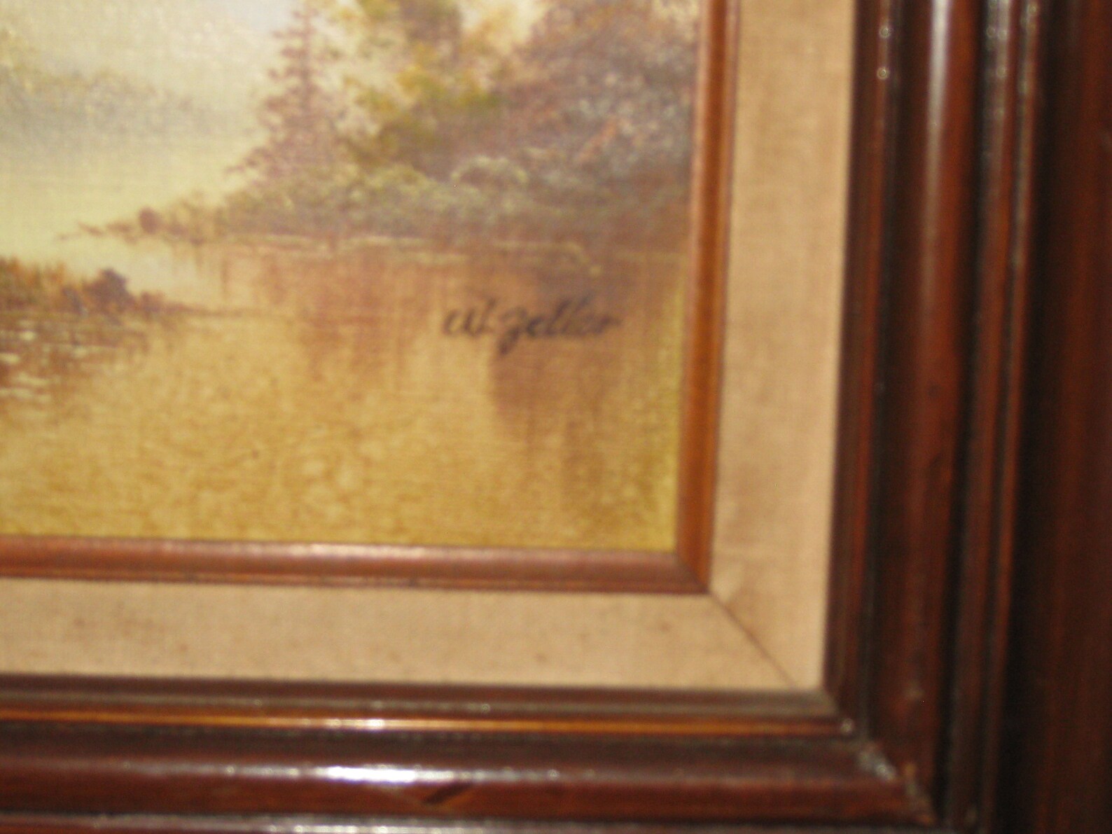 W. ZELLER PAINTING on Canvas Board Northwest Landscape Pine Trees ...