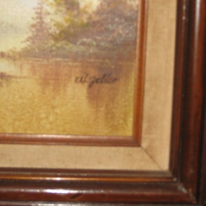 W. ZELLER PAINTING on Canvas Board Northwest Landscape Pine Trees ...