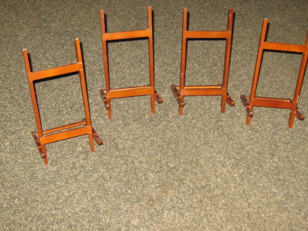 SMALL WOODEN PICTURE Easel Folding Small Frame Display 9 1/2" Tall 4 3/ ...
