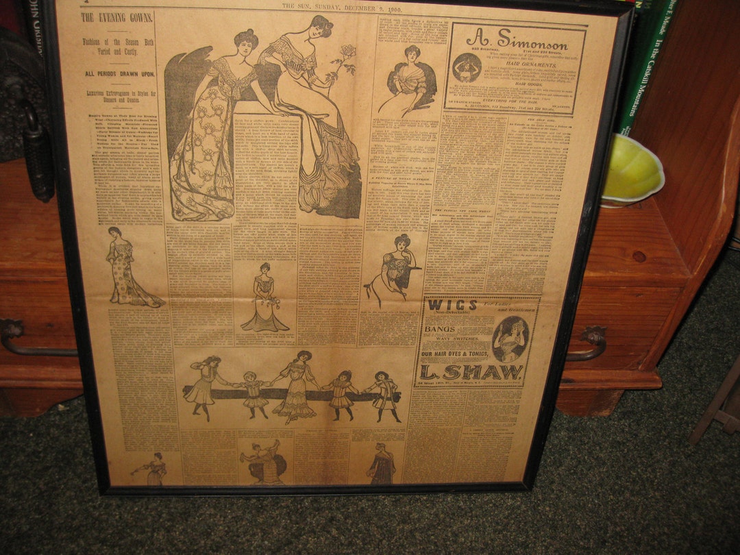 December 9, 1900 the Sun Newspaper Page Featuring Fashion Dresses A ...