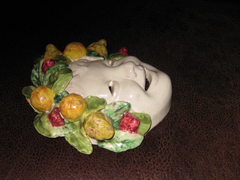 BABY FACE SURROUNDED by Fruit White Ceramic Face With Raised - Etsy