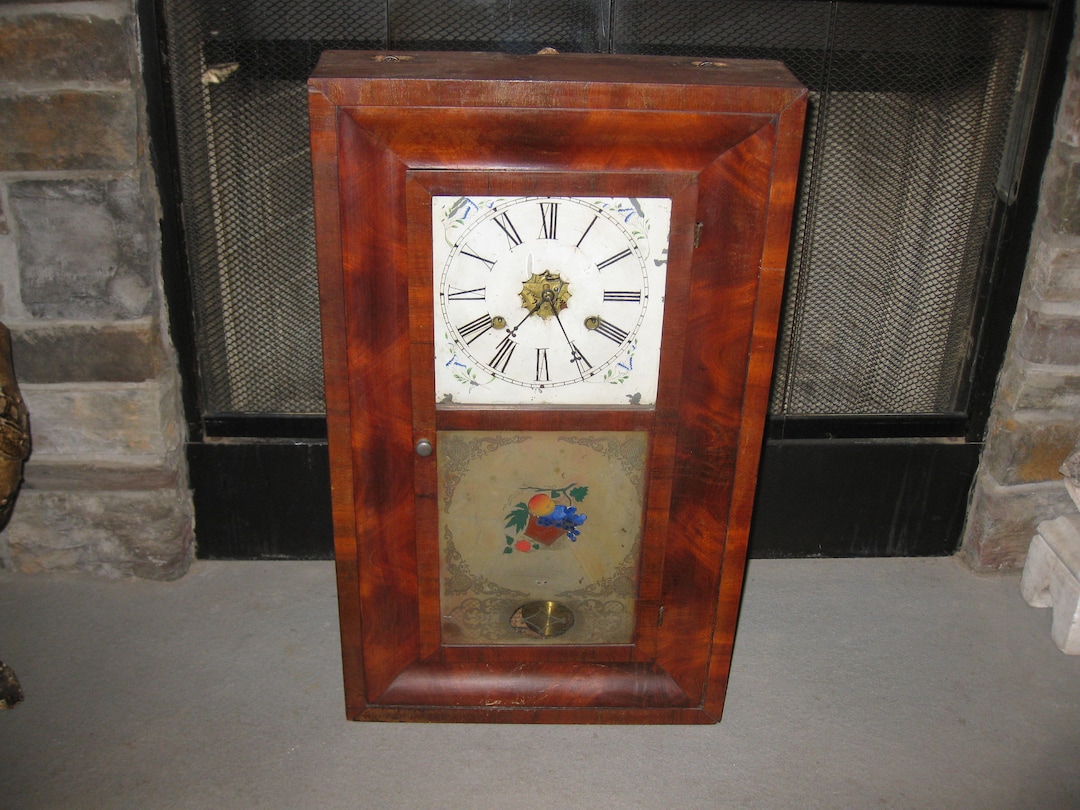 E.N. WELCH 30 HOUR Wall Clock 26" X 15" X 4" Pendulum Clock Heavy ...