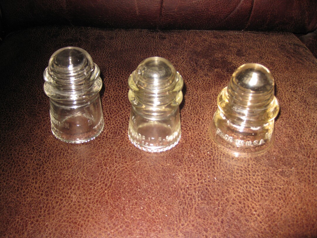 INSULATORS THREE SMALL Glass Made by Different Companies Whitall Tatum ...