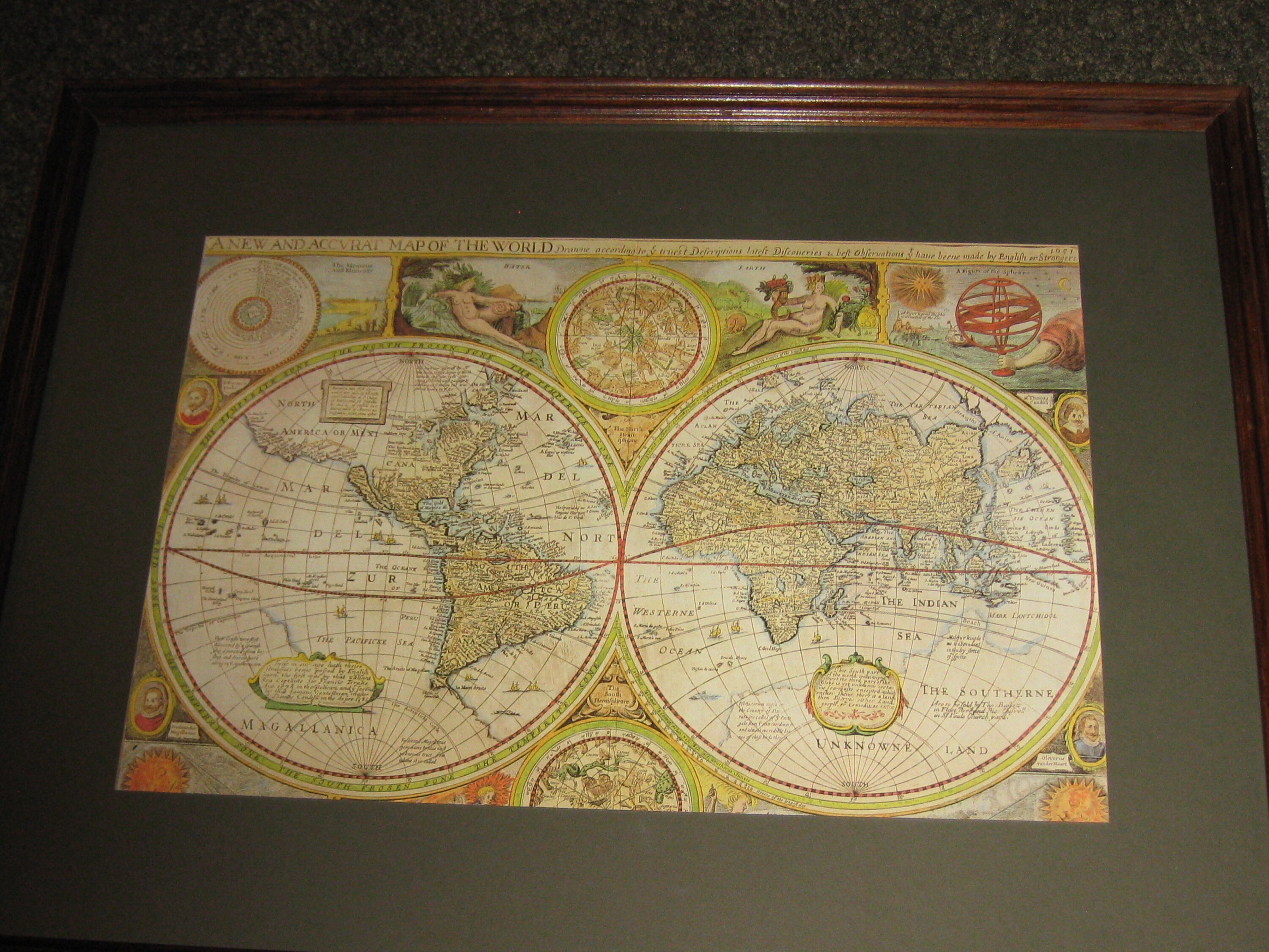 MAP of THE WORLD Framed Vintage a New and Accrvat Map of - Etsy