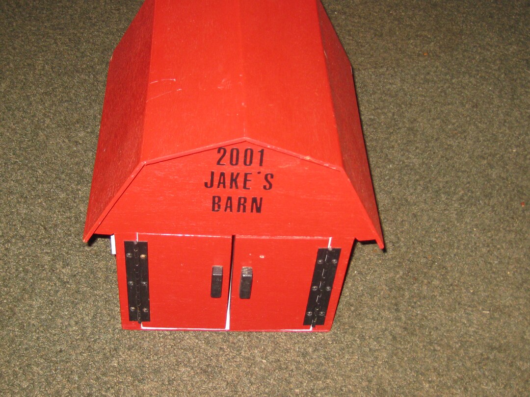 HAND CRAFTED WOODEN Miniature Red Barn Building 13 1/2" Tall at Peak 12 ...