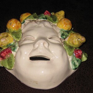 BABY FACE SURROUNDED by Fruit White Ceramic Face With Raised Fruit ...