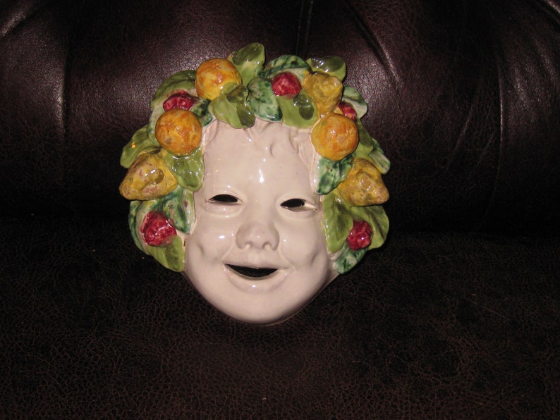 BABY FACE SURROUNDED by Fruit White Ceramic Face With Raised - Etsy