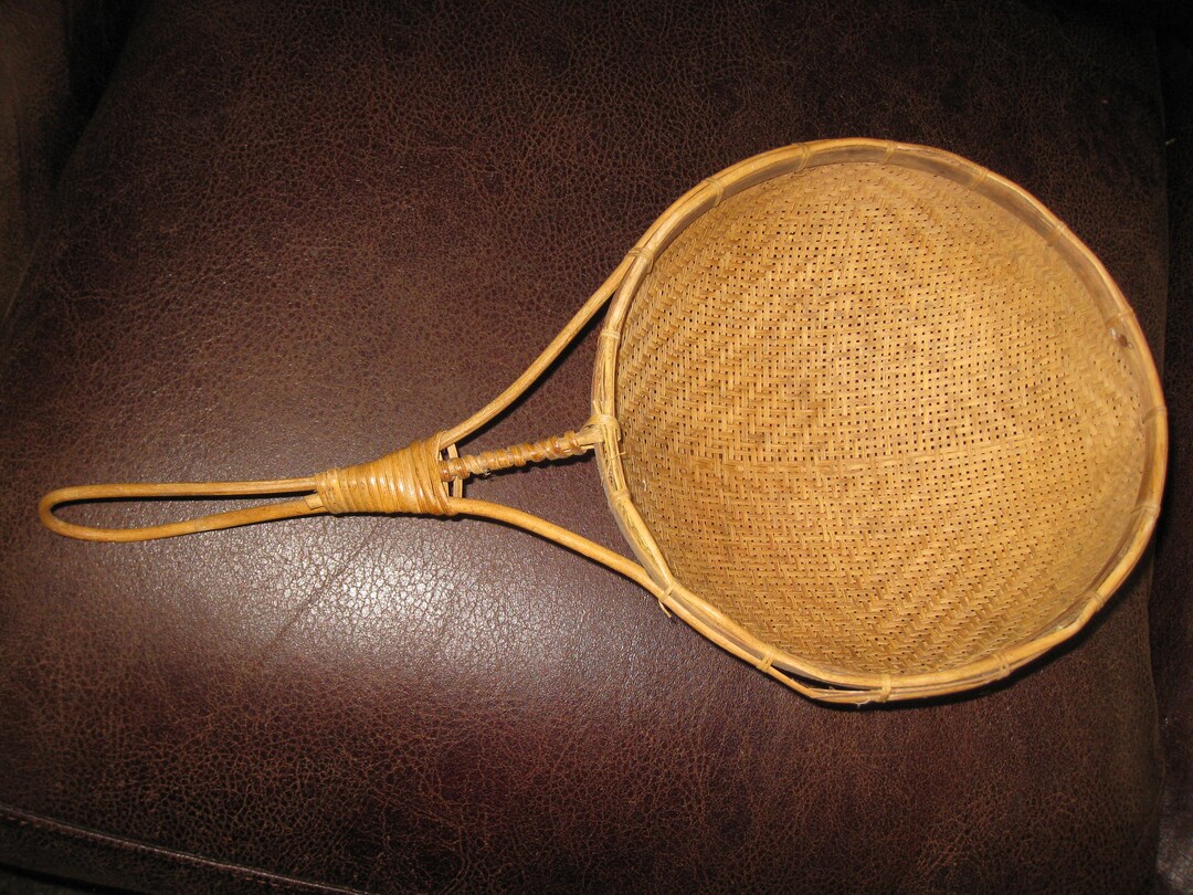 VINTAGE CHURCH OFFERING Basket Round Bowl Shaped Bottom Curled Handle 8 ...